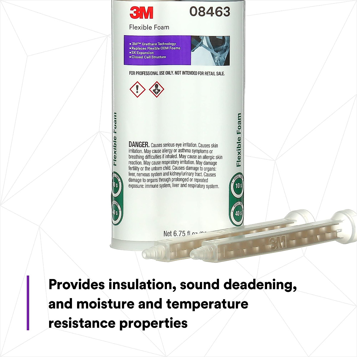 3M Flexible Foam 08463, Urethane, Moisture Resistance, Fast, Sound Deadening, 200 mL Cartridge