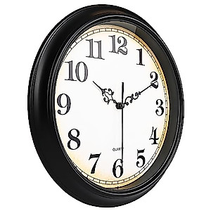 Yoiolclc Wall Clock Silent Non-Ticking Retro Wall Clocks Classic Battery Operated for Kitchen, Bedroom, Classroom Decor (12 Inch, Black)