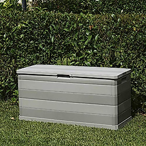 Tidyard Garden Storage Deck Box Plastic 74 Gal Lockable Garden Container Cabinet Toolbox Gray for Patio, Lawn, Poolside, Backyard Outdoor Furniture