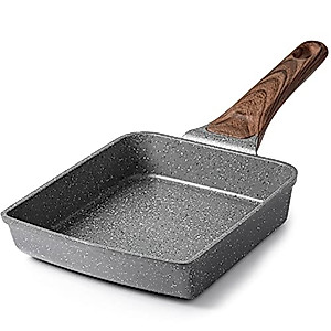 SENSARTE Japanese Omelette Pan, Tamagoyaki Egg Pan, Nonstick Frying Pan with Spatula, Healthy Granite Cookware, PFOS & PFOA Free, 6" x 7" (Grey)