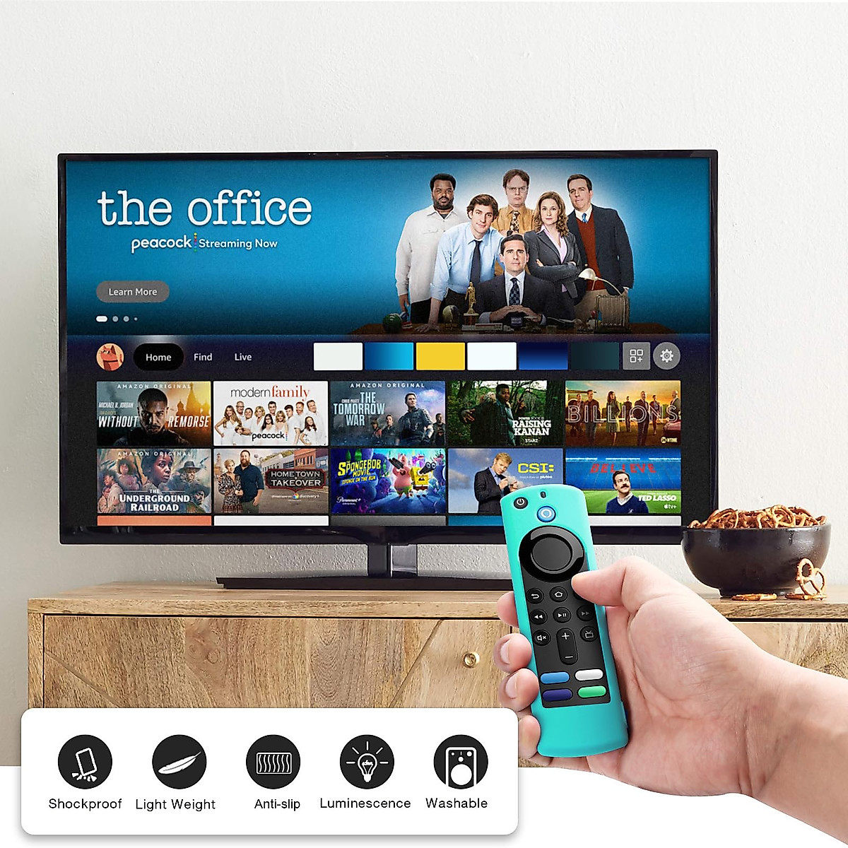 (3 Pcs) ONEBOM Fire Stick Remote Cover 3rd Gen, Glowing in The Dark, Anti Slip Protective Silicone Firestick Cover Compatible with Firestick 4K / 4K Max/Fire Stick Lite Voice Remote