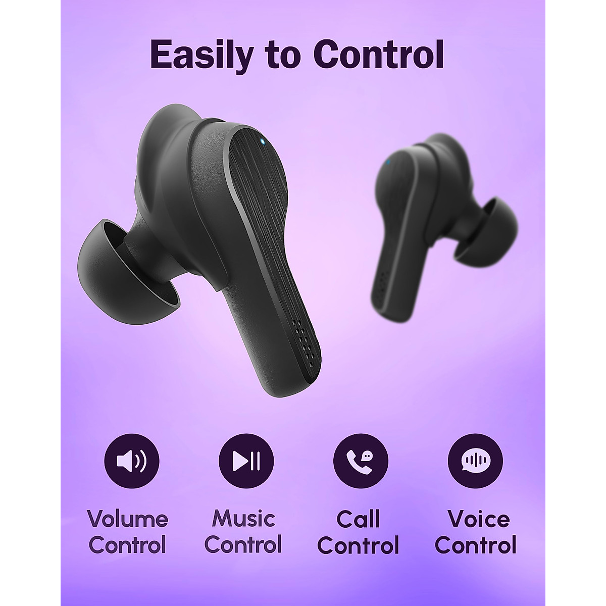 autrebits Wireless Earbuds iOS/Android, Earbuds 26H Playback Bluetooth 5.2 Headphones in Ear Lightweight with Powerful Sound Charging-case Eartips IPX4 Waterproof for Workout Relaxing, Black