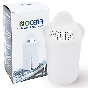 BIO CERA Water Filter Replacement Cartridge for Alkaline Antioxidant Water Ionizer, Activated Carbon Filter Pitcher - Up to PH 9.5 (1 Single Pack)