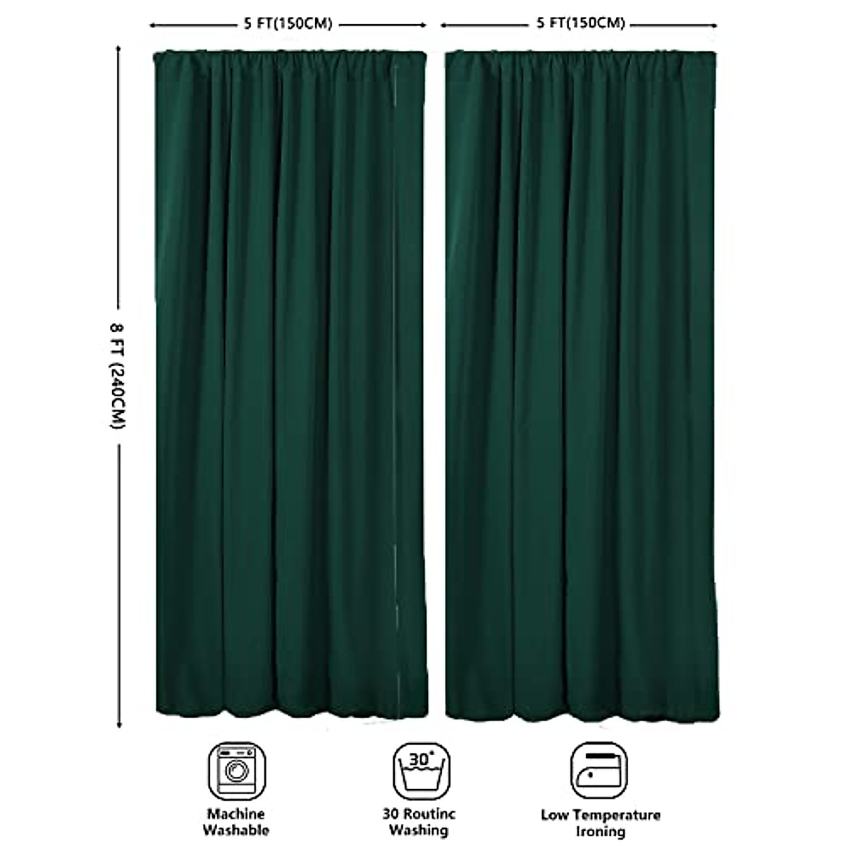 Polyester Backdrop Green Backdrop Curtain for Parties Photo Backdrop 10x8Ft Wedding Baby Shower Photography Background Photo Decor