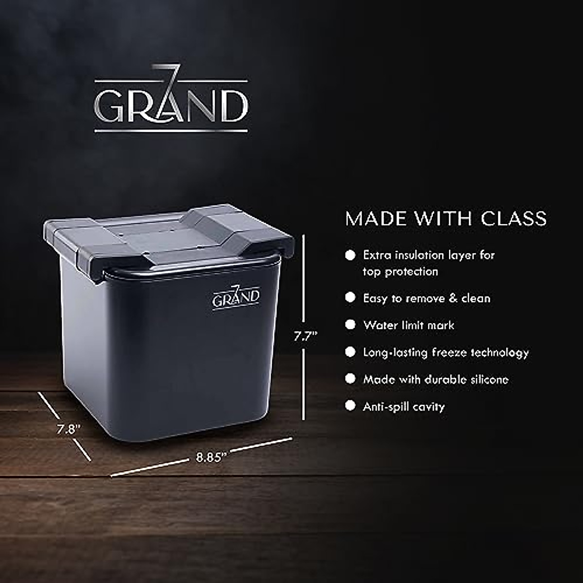 4 Piece Crystal Clear Ice Cube Maker - Square Ice Cube Mold Makes Large Square Ice Cube for Cocktails & Drinks - Clear Ice Maker with Silicone Container - Durable, Freezer-Safe, Food-Safe - 7Grand