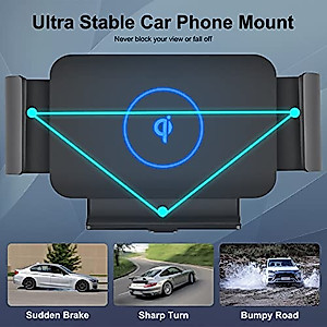 Ermorgen Wireless Car Charger Clamp Compatiable for Samsung Galaxy Z Fold 3, Z Fold 2, iPhone 13 Pro Max, Adjustable Air Vent Phone Holder USB C 10W