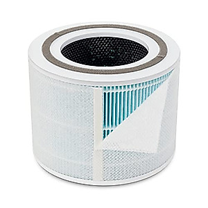 LEVOIT Air Purifier, White & Air Purifier Smoke Remover Replacement Filter, 4-in-1 True HEPA, High-Efficiency Activated Carbon, Core 300-RF-WS, 1 Pack, Blue