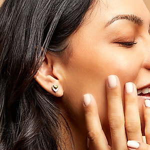 RS Pure by Ross-Simons 0.10 ct. t.w. Diamond Double-Heart Stud Earrings in Sterling Silver and 14kt Yellow Gold