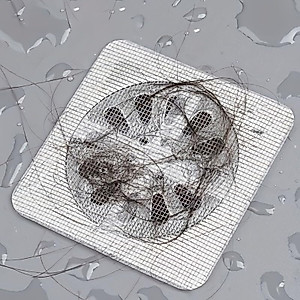 Generic 20PCS Pack,4"" X 4"" Disposable Shower Drain Cover Hair Catcher Shower Drain Mesh Stickers, Bathroom, Laundry, Bathtub, Kitchen, Sink, for Human and pet Hair (20 PCS), White