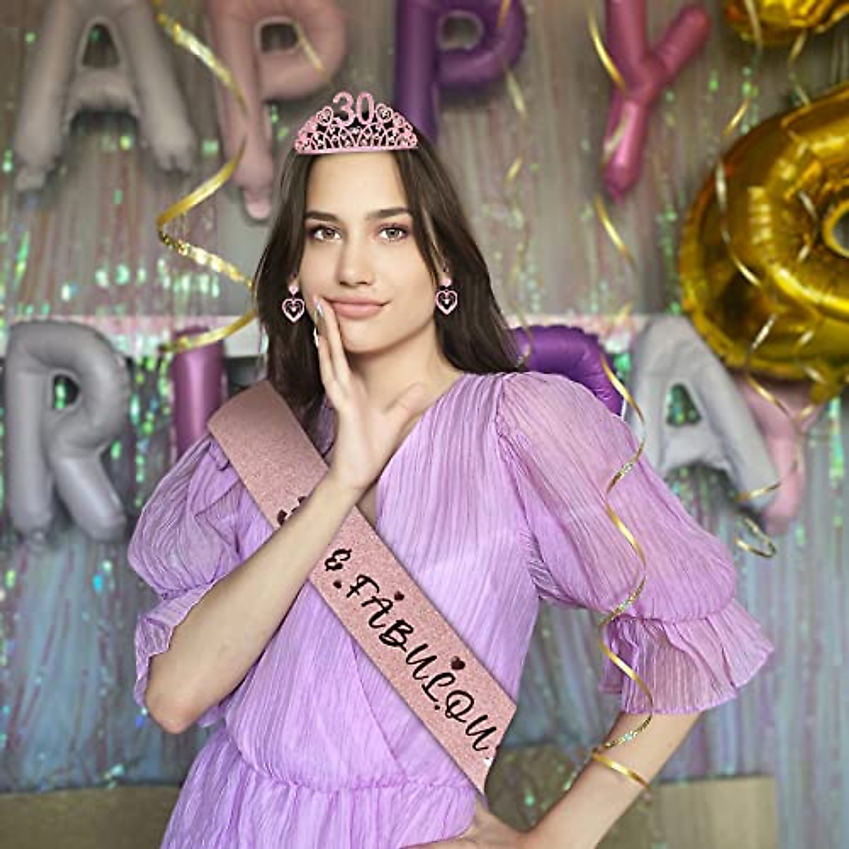 30th Birthday,30th Birthday Tiara and Sash,30 and Fabulous Sash,30th Bday Crown for Women,Gift for 30 Year Old Woman,30th Birthday Party Supplies,30th Birthday Decorations for Women,30th Bday Favor
