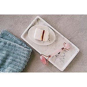 8 PCS White Marble Resin Bathroom Accessory Set, Modern Marble Bathroom Set - Bathroom Soap Dispenser and Toothbrush Holder Set, Tumbler, Soap Dish, Cotton Jar, Amenity Tray, Tissue Box & Waste Basket