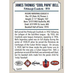 Negro Leagues Legends Centennial Baseball Card Set - Limited Edition 184 Cards - Featuring Baseball Legends Including Satchel Paige, Josh Gibson, Cool Papa Bell and Buck Leonard and More