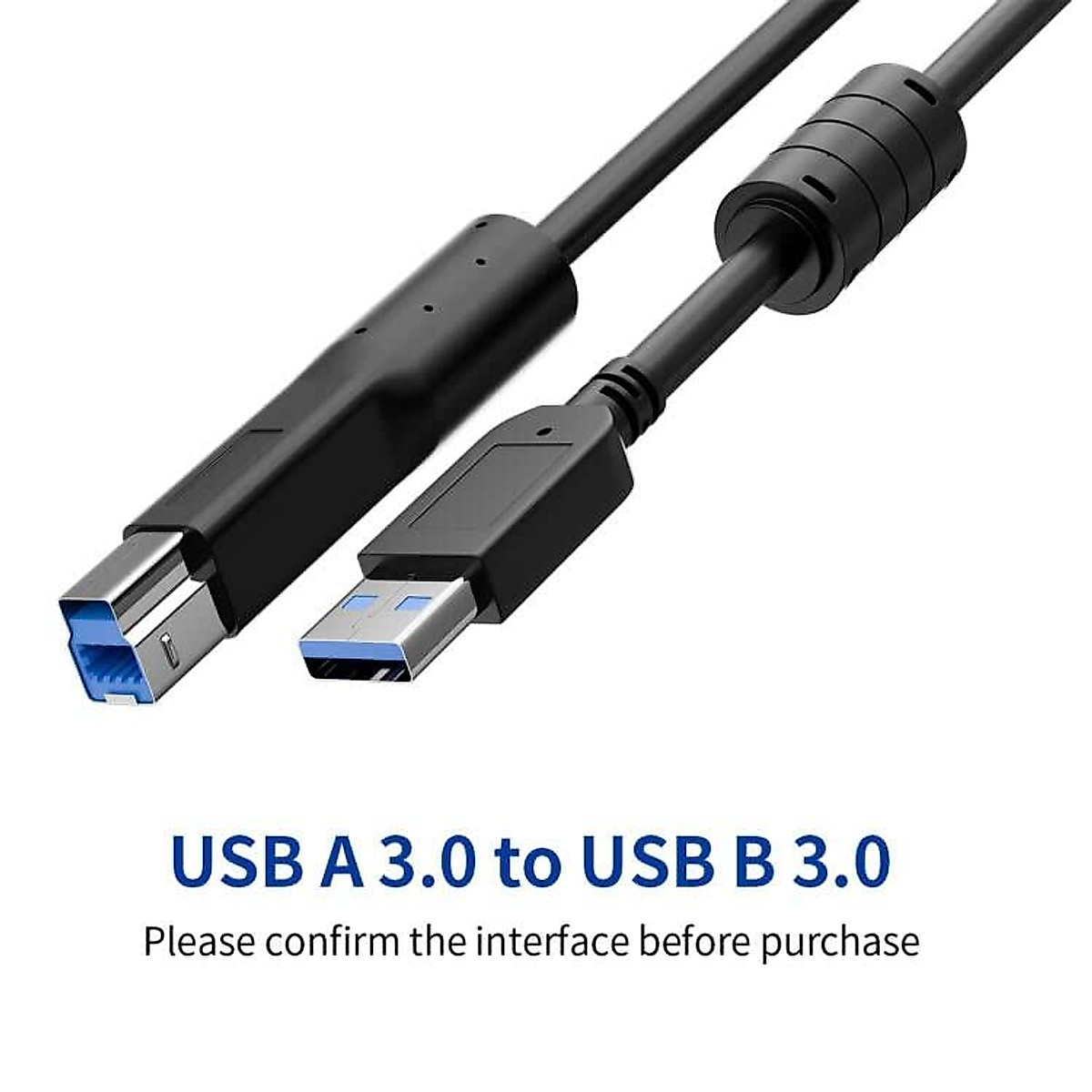 MITATTOK USB A to USB B 3.0 Cable (5FT), USB 3.0 Type A to B Male Cable Compatible with Monitor, Docking Station, Printer, External Hard Drivers, Scanner, USB Hub and More-Black