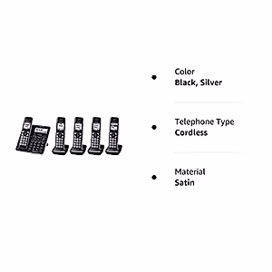 Panasonic KX-TG985SK Link to Cell Bluetooth Voice Assist Talking Caller ID Answer-by-Voice Call Block Low Battery Alert Cordless Phone - 5 Handset (Renewed)