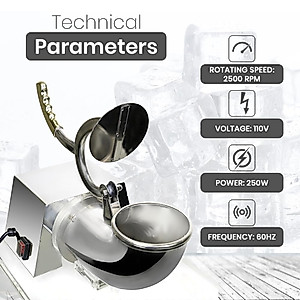 WYZworks Stainless Steel 440 lbs/hr Electric Ice Shaver Machine with Dual Blades 250W Ice Crusher Snow Cone Maker Machines w Acrylic Box for Home, Restaurants, Bars, Party