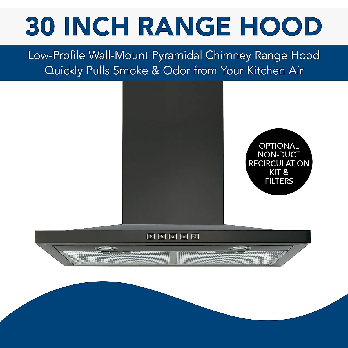 Broan-NuTone BWS1304BLS Range Hood, 30-Inch, Black Stainess Steel