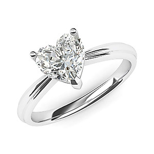 Sterling Silver Simulated Heart-shaped Diamond Engagement Ring Raised Shank Promise Bridal Ring (5)