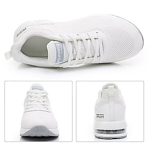Womens Air Athletic Running Shoes - Air Cushion Shoes for Womens Mesh Fashion Sneakers Breathable Walking Gym Work Tennis Shoes White size 8