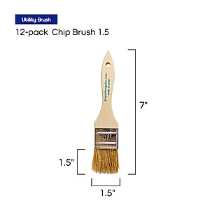 Pro Grade - Chip Paint Brushes - 12 Ea 1.5 Inch Chip Paint Brush Light Brown