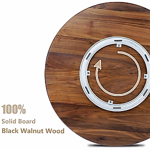 MAGIGO 24 Inches Black Walnut Wood Lazy Susan Organizer, Solid Wooden Round Turntable, Rotating Tray for Table Top/Counter Top