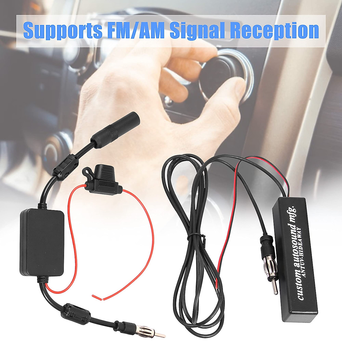 KSaAuto 12V Car Antenna Booster Stereo FM AM Radio Signal Amplifier Amp for Car Vehicle Truck SUV Boat Marine UTV RV Accessories FM Amplifier Audio Radio Stereo Media Head Unit Receiver