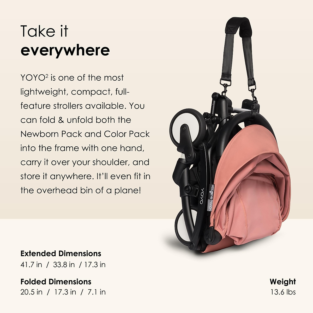 BABYZEN YOYO2 Stroller & 0+ Newborn Pack - Includes Black Frame, Ginger 6+ Color Pack & Ginger 0+ Newborn Pack - Suitable for Children Up to 48.5 Pounds