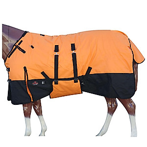 Orange 75 in HILASON 600D Winter Waterproof Poly Horse Blanket Belly Wrap | Horse Sheet | Horse Turnout Sheet | Horse Sheets for Winter | Waterproof Turnout Sheets for Horses