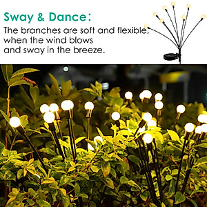 mopha Solar Garden Lights, 6 Pack Swaying Solar Lights Outdoor Waterproof, Solar Firefly Lights Decorative with High Flexibility Iron Wire & Heavy Bulb Base, for Outdoor, Patio, Yard & Garden Decor