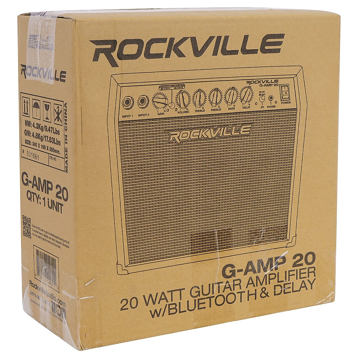 Rockville G-AMP 20w Guitar Amplifier Combo Amp Bluetooth/Delay+Mic+Headphones