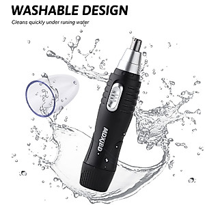 Nose Hair Trimmer for Men Women, Painless Ear and Nose Hair Trimmer Clipper, Double-Edge Stainless Steel Blades Facial Hair Trimmer for Men Easy Cleansing and Waterproof(Black)