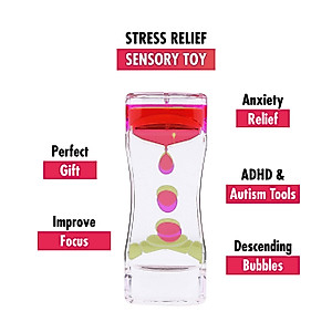 Liquid Motion Bubbler Sensory Toys – 2 Pc Set Bundle Stretchy String Fidget Toys Timer for Stress Relief and Anxiety Relief Great for Toddler, Children, Kids, Adults, Seniors, ADHD Autism ADD Orange