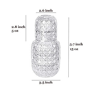 Sizikato 15 Oz Gemstone Surface Glass Bedside Night Water Carafe with Tumbler Glass.