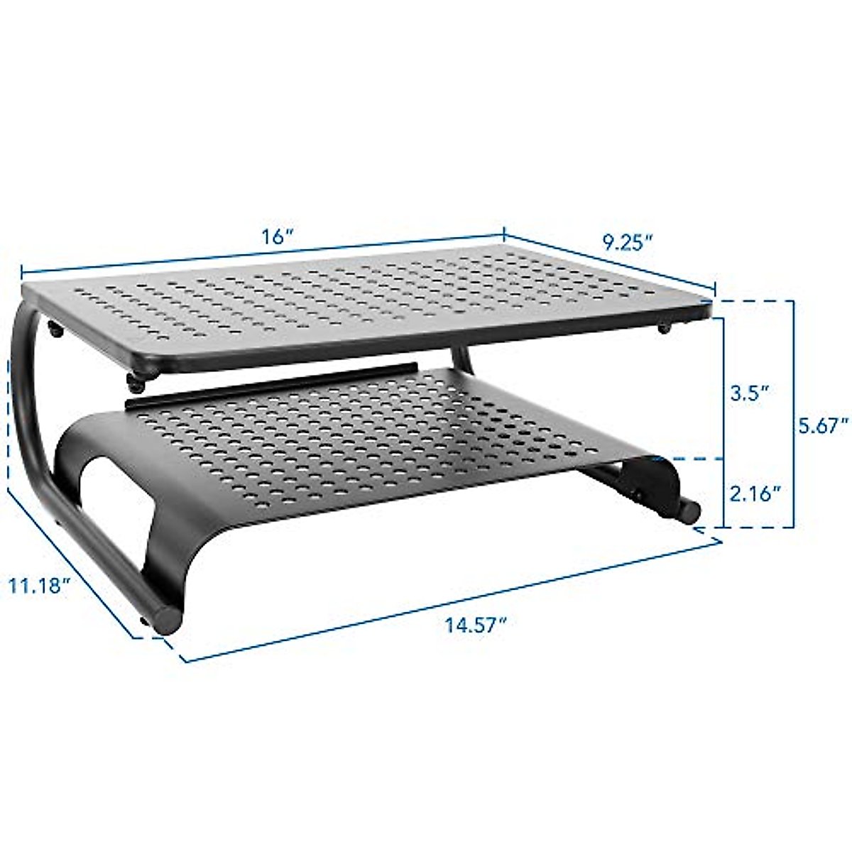 MOUNT-IT! 2 Tier Desk Organizer Riser | Computer Monitor Stand with Keyboard Storage Shelf for Desktops, Laptops, Printers, Home Office Space Saver (2 Shelves)