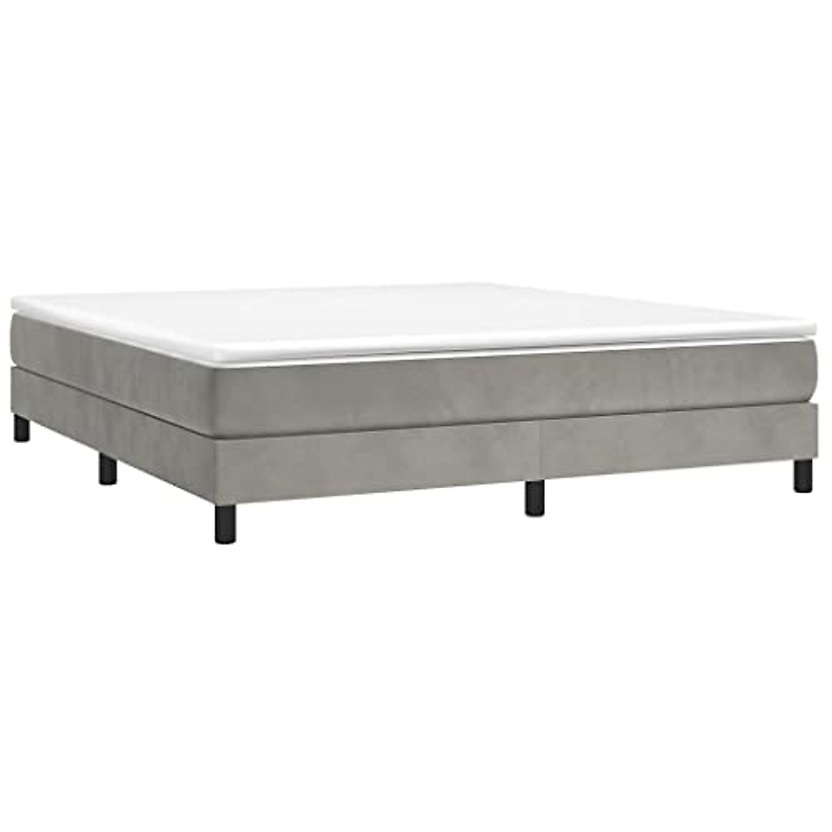 vidaXL Box Spring Bed Frame Home Indoor Bedroom Bed Accessory Wooden Upholstered Double Bed Base Furniture Light Gray 72"x83.9" California King Velvet