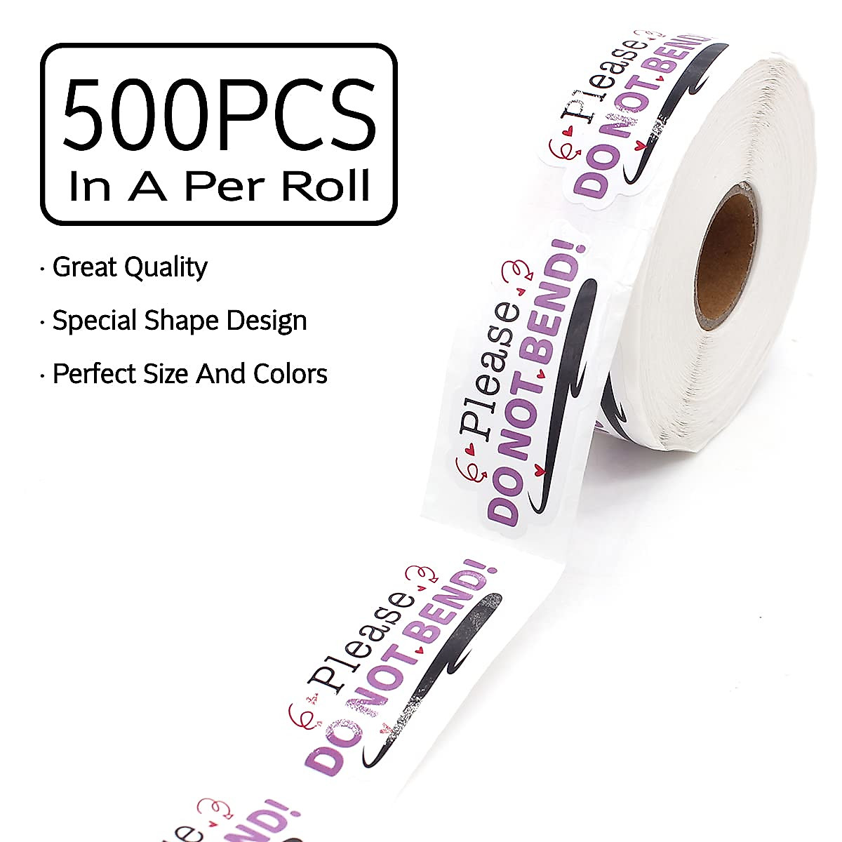 Wailozco Please Do Not Bend Stickers,Thank You Stickers,Handmade Stickers,Small Shop Stickers,Envelopes Stickers for Small Business, Online Retailers,Handmade Goods,500 Labels Per Roll