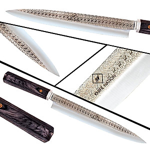 KN KNIFE NATION Sashimi Sushi Chef Knife 15 Inches for Kitchen - Ideal Chef Knife For Cutting, Filleting and Slicing Fish - Very sharp J2 Stainless Steel Blade With Elegant Color Wood Handle