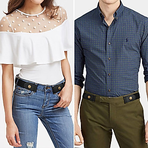 XZQTIVE Women/Men Buckle-Free Elastic Belt for Jeans - 1.25" Ladies Invisible Waist Belt Fits 24" to 50" (Fit for waist size 35-50in, A Black)