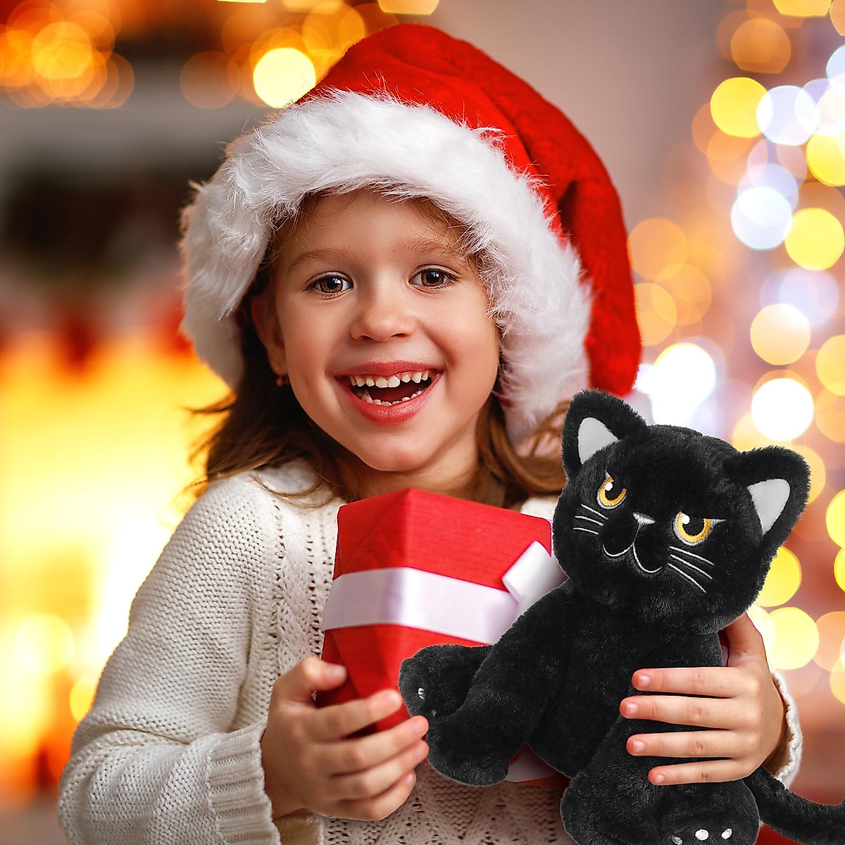 SuzziPals Coolable & Heatable Grumpy Black Cat Stuffed Animals, Lavender Scented Microwavable Plush Toys Heating Pad for Soothing & Period Discomfort, Kitty Plushie for Bedtime Cuddle, Warming Gift