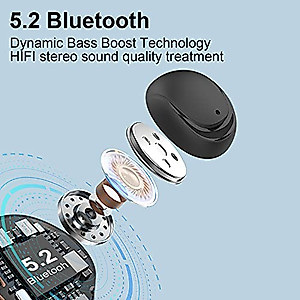 NYANDU True Wireless Earbuds Bluetooth 5.2 Headphones with Charging Case, Touch Control Earphones with 60H Playtime, Mics Noise Reduction, IPX5 Waterproof, USB C, for Sports Home Office - Black