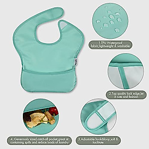 Soarwg Kids Bibs, Baby Bibs, Waterproof Baby Bibs for Boy and Girl, Great Travel Baby Bibs for Eating, Mess Proof Bibs for Baby Unisex, Toddler Feeding Bibs, 5 Pack