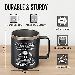 NOWWISH Dad Gifts from Daughter Son - Dad Coffee Tumbler - Funny Birthday Gifts for Dad, Christmas Gifts for Dad New Dad Bonus Dad Father in Law, 14oz, Black
