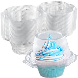 Individual Cupcake Containers (25 Pack) | Clear Plastic Disposable Cupcake Boxes / Holders | Single Cupcake Holder with Dome Lid Bulk | Plastic Cupcake Muffin Container Carrier Boxes to Go