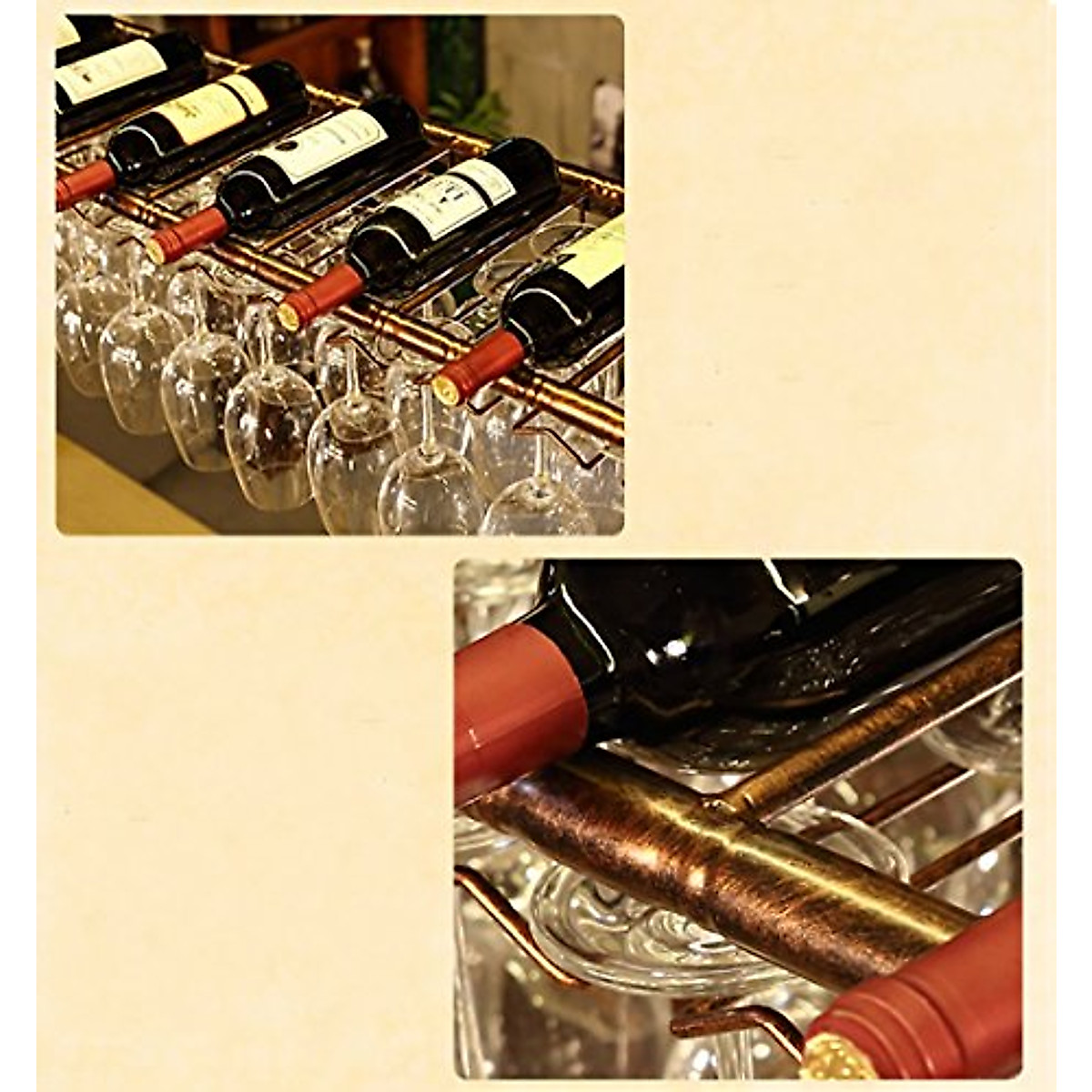 Stylish Simplicity Wine Rack Cup Holder Bar Counter Hanging Wine Glass Holder, PIBM, Bronze, 100 * 30cm