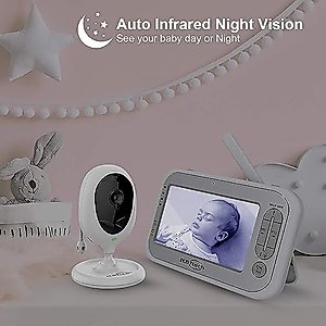 JLB7tech Split-Screen Video Baby Monitor with 2 Cameras and 4.3" LCD,Auto Night Vision,Two-Way Talkback,Temperature Detection,Power Saving/Vox,Zoom in,3000mAh Battery