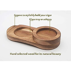 Valentine's Day Gifts for Him, Rustic Wooden Cigar Ashtray, Whiskey Glass Tray With Cigar Holder, Slot to Hold Cigar, Gifts for Men Dad, Christmas Stocking Stuffers, Birthday Gift Ideas for Him