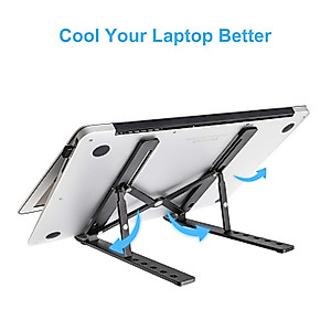 JARLINK Adjustable Laptop Stand, Foldable Aluminum Desktop Laptop Riser Compatible with MacBook Air Pro, HP, Lenovo, Dell, More Tablet (up to 15.6 inches), Black