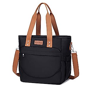 Fresh-flash Lunch Bag for Women Men Work, Large Insulated Lunch box, Leakproof Lunch Tote Bag Reusable Lunch Cooler with Removable Shoulder Strap, Side Pockets for Adults Picnic Camping-Black