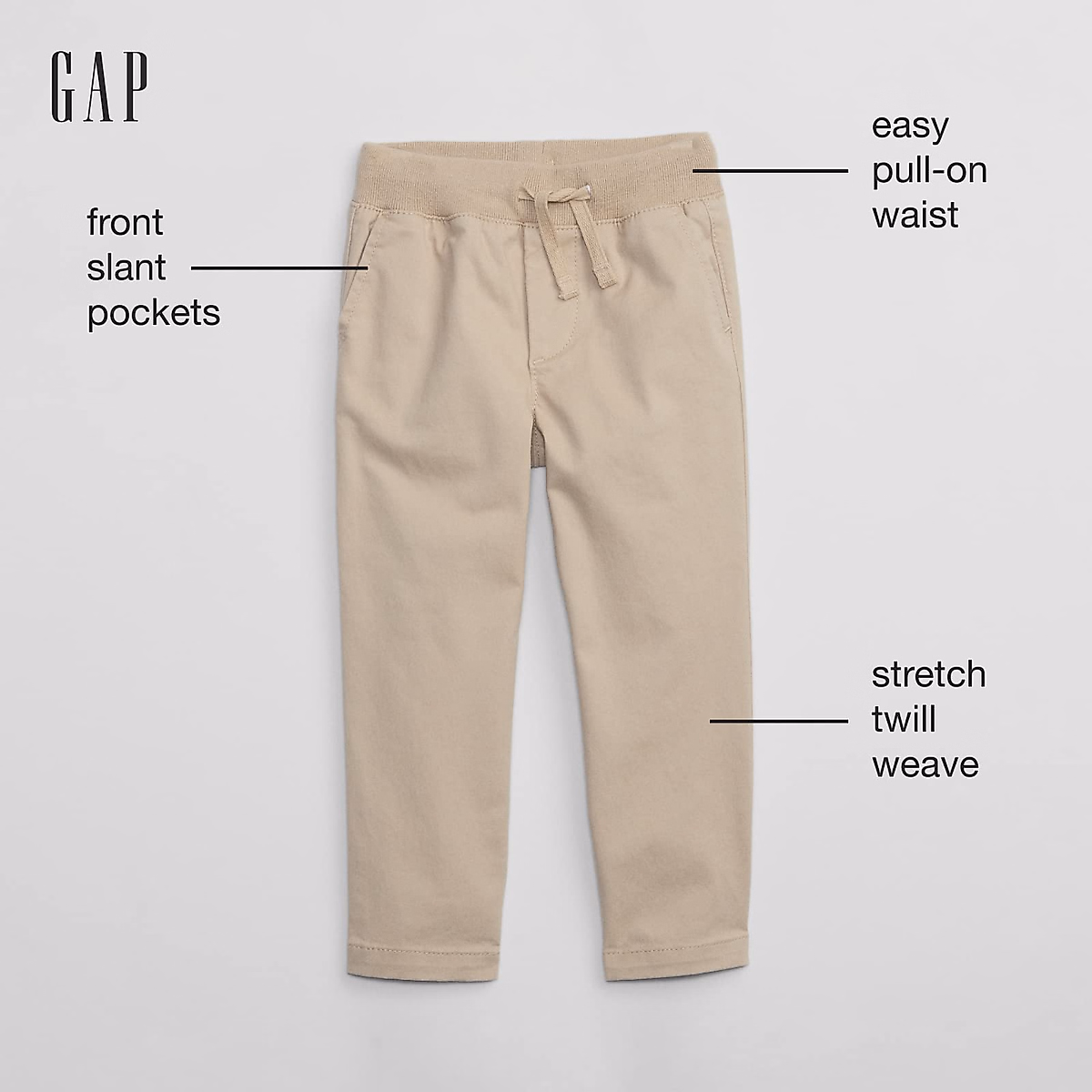 GAP Baby Boys Rib Waist Pull-on Khaki Chino Casual Pants, Navy Base Blue, 5T US