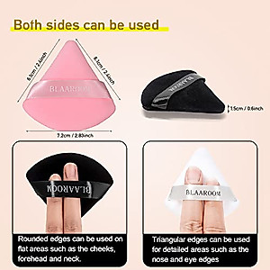 BLAAROOM 6 Pieces Powder Puff Face Makeup Velour Soft Triangle Powder Puffs for Loose Powder Mineral Powder Body Powder Wet Dry Cosmetic Foundation Sponge Makeup Tool - Pink