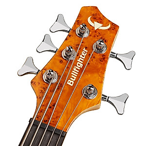 Electric Bass Guitar 5 Strings Full Size Bass Beginner Kit for Starter with Gig Bag, Guitar Strap, and Guitar Cable (yellow)